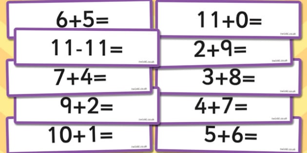 Number Facts of 11 Sentence Cards (teacher made)
