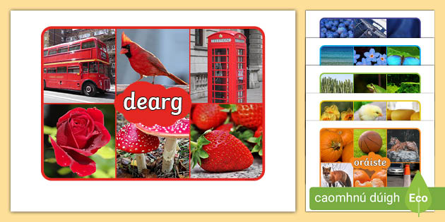 Rainbow Colours Display Photos Gaeilge (teacher made)