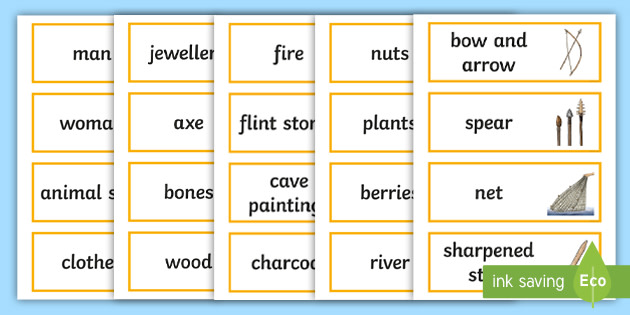 The Stone Age Word Cards (teacher made)