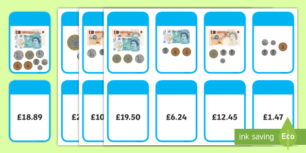 * NEW * Money Matching Up to £20 Flashcards - Money Matching