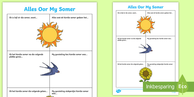 Alles oor my somer - Alles oor my somer (teacher made)