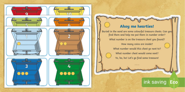 👉 Pirate Treasure Ordering Numbers to 10 Activity