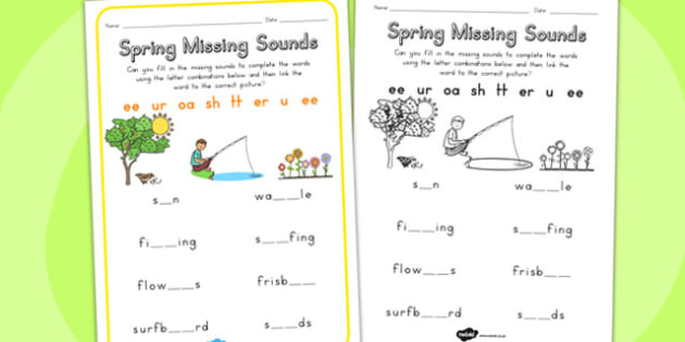 Spring Missing Sounds Worksheet