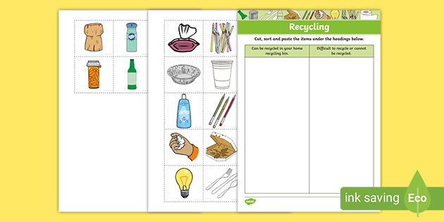 Recycling Sort Worksheet (creat de profesori)