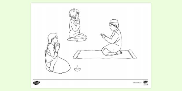 FREE! - Children Practising Different Religions | Colouring Sheets