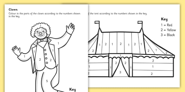 Circus Colour by Number (teacher made)