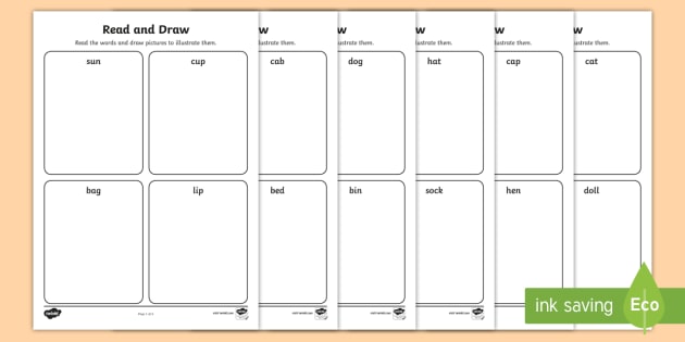 Phonics Read and Draw Worksheets | Phase 2 - Twinkl