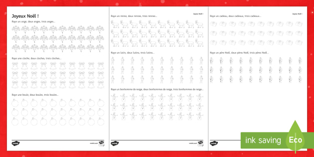 Christmas Counting Game Worksheet / Worksheet French