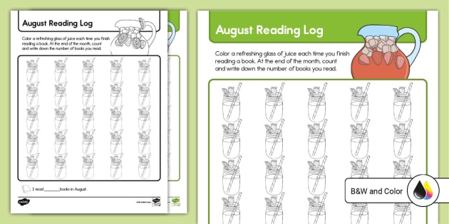August Reading Log (teacher made)
