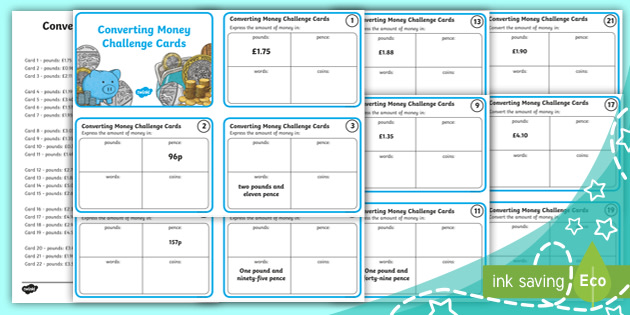 👉 Converting Money Challenge Cards | Primary