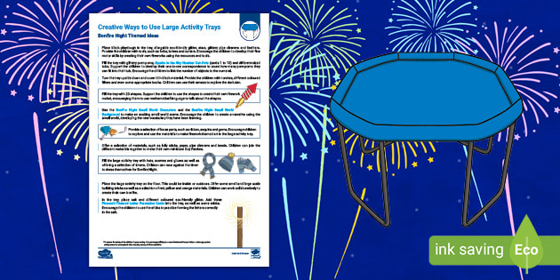 EYFS Creative Ways to Use Large Activity Trays: Bonfire Night-Themed Ideas