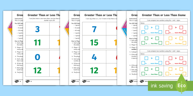 Comparing Numbers up to 20 Game (Teacher-Made)