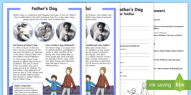KS1 Father's Day Differentiated Reading Comprehension Activity