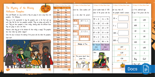 The Missing Halloween Pumpkins Maths Mystery Game