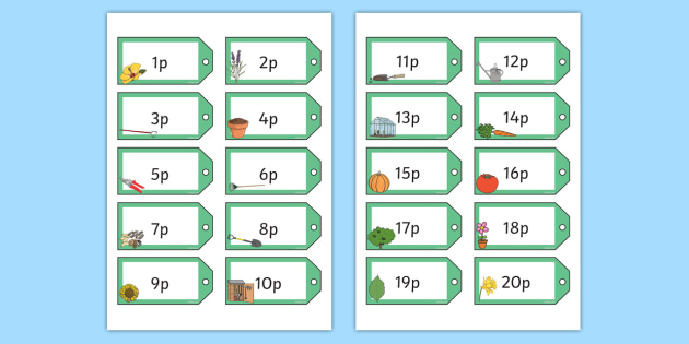 Garden Centre Themed 1 20p on Price Tags (teacher made)