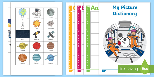 Space Picture Dictionary and Worksheets (teacher made)