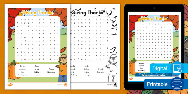Thanksgiving Word Search | Twinkl (teacher made)