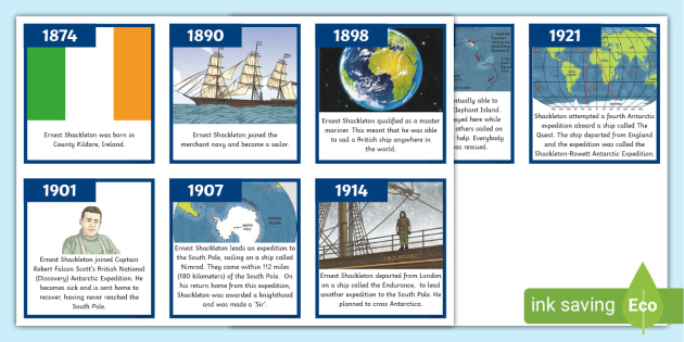 KS2 Ernest Shackleton Timeline Ordering Activity