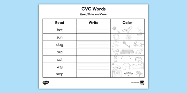 CVC Words Read, Write, and Color Activity (teacher made) CVC Words Read, Write, and Color Activity (teacher made)