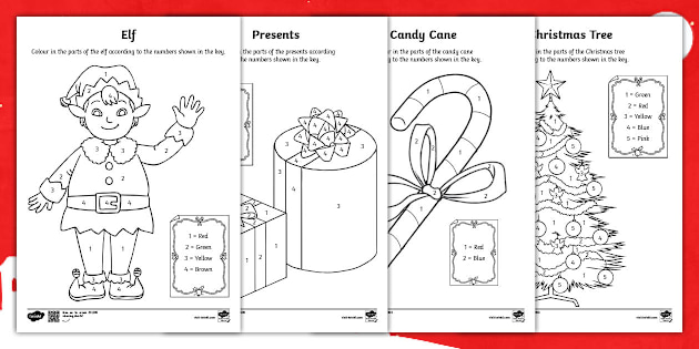 Elf Color By Numbers | twinkl.com.au