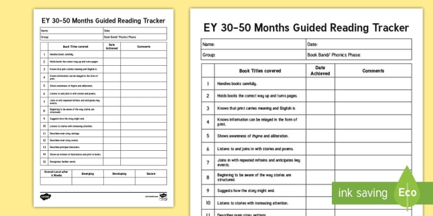 EY 30-50 months Guided Reading Tracker (teacher made)