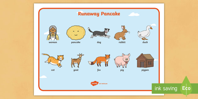The Runaway Pancake Story Word Mat