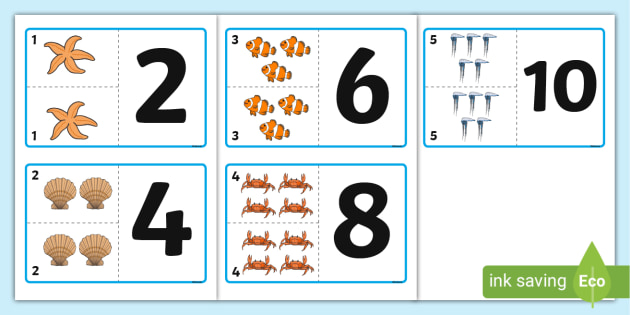 👉 Under the Sea Doubling Numbers to 10 Matching Activity