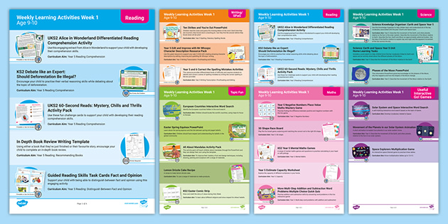 Weekly Learning Activities Pack Week 1 Age 9-10