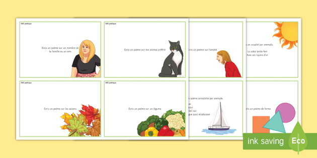 French Poetry Challenge Cards