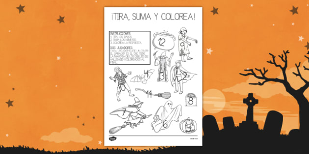 Halloween Roll and Colour Worksheet / Worksheet