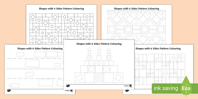 👉 Shapes with 4 Sides Pattern Colouring Maths Activity