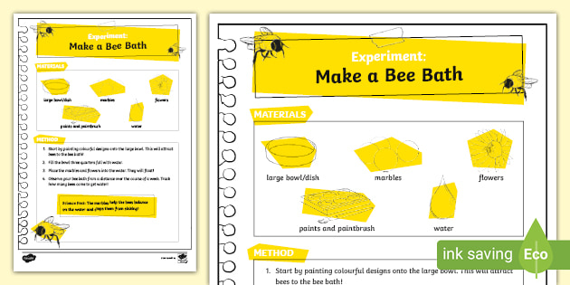 Make a Bee Bath Experiment Sheet (teacher made)