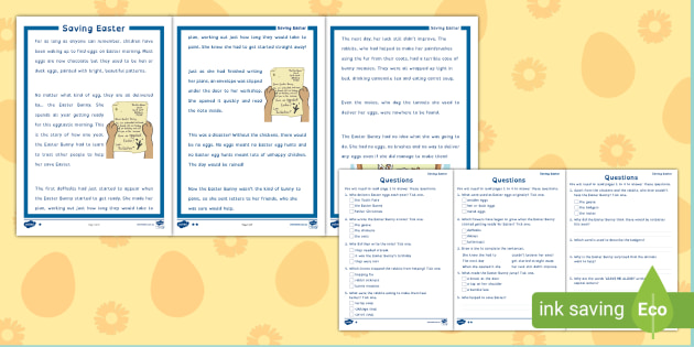 Dyslexia-Friendly Easter Reading Comprehension