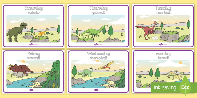 Dinosaur Themed Days of the Week Posters English/Italian - Dinosaur Themed