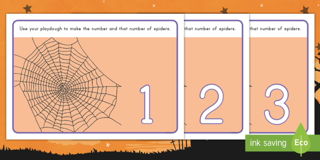 Spiderweb Playdough Mats - Number Recognition, Halloween