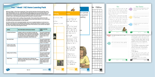 FREE! - Year 7 Week 1 NZ Home Learning Pack (Teacher-Made)