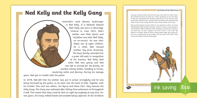 Ned Kelly Worksheet | Ned Kelly | History | Editing | Twinkl