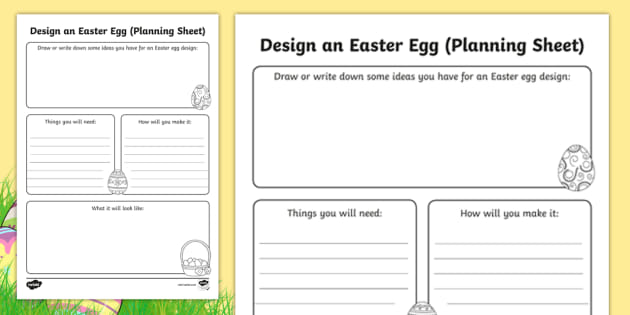 KS1 Design an Easter Egg Planning Sheet - Spring Art Ideas