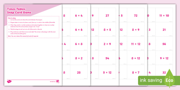 👉 Times Table Snap Card Game (teacher made)