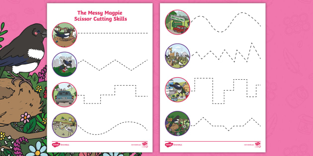 The Messy Magpie Cutting Skills Worksheet (teacher made)