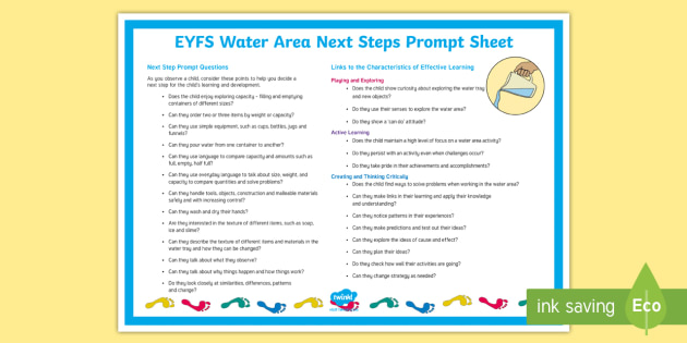 * NEW * EYFS Water Area Reception FS2 Next Steps Prompt Poster - prompt