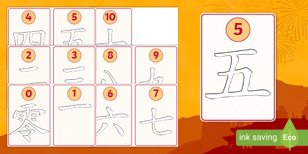 Numbers 0-10 in Mandarin Chinese Loose Parts Flashcards