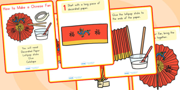 How To Make A Chinese Fan Craft Instruction Cards