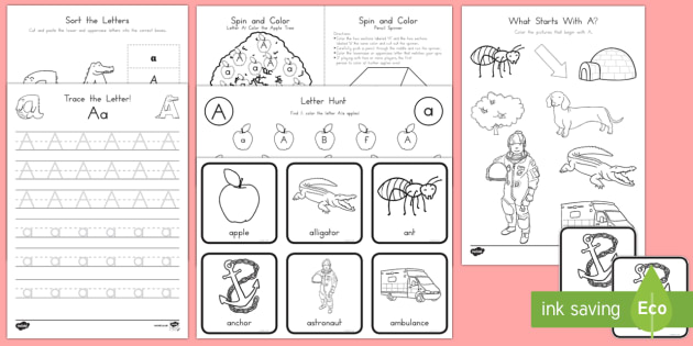 Letter A Activity Pack - Alphabet Packets, Letter A, EYFS, KS1