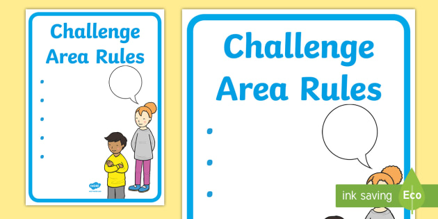 Challenge Area Rules Editable Display Poster