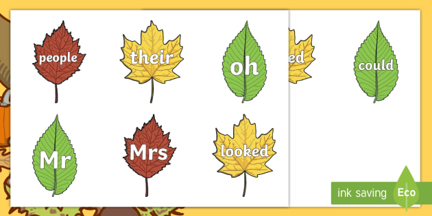 Phase 5 Autumn Leaves Tricky Words Display Cut-Outs