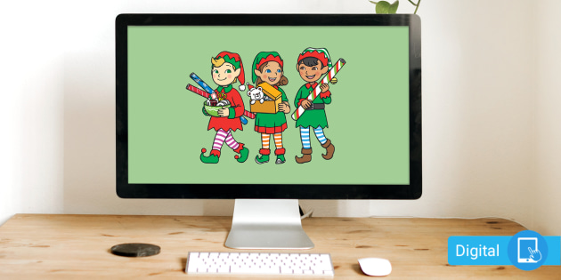 Christmas Elves Desktop Wallpaper | Twinkl Party