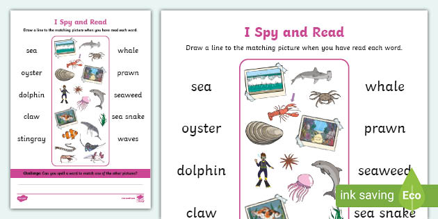 Under the Sea I Spy and Read: Phase 5 Phonics Activity