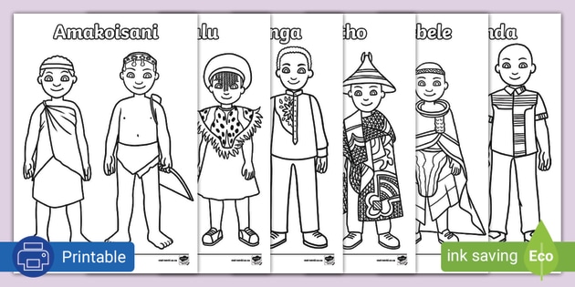 *Amaqela Amasiko aseMzantsi Afrika Colouring* (teacher made)