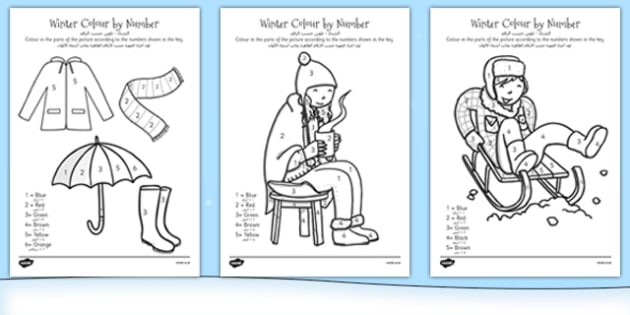 Winter Colour by Number Arabic Translation (teacher made)